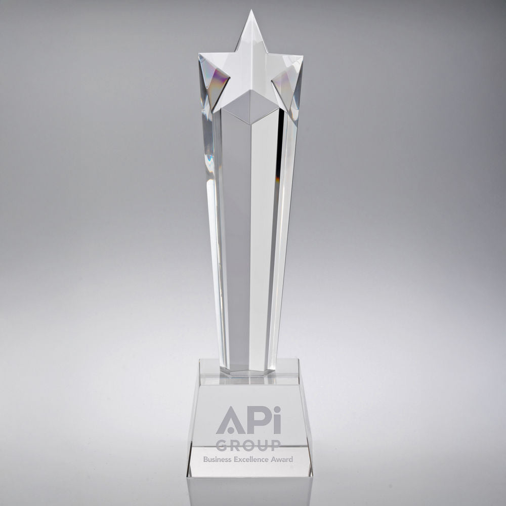 Clear Glass Star Column on Base – classyglassuk