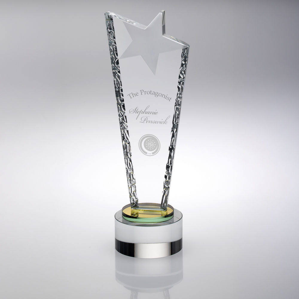 Clear Frosted Star Column with Yellow Collar (15mm Thick) – classyglassuk