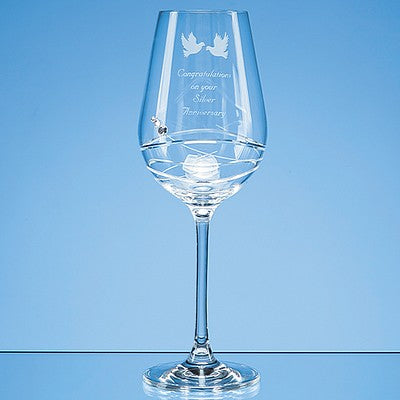 Single Diamante Wine Glass with Modena Spiral Cutting – classyglassuk